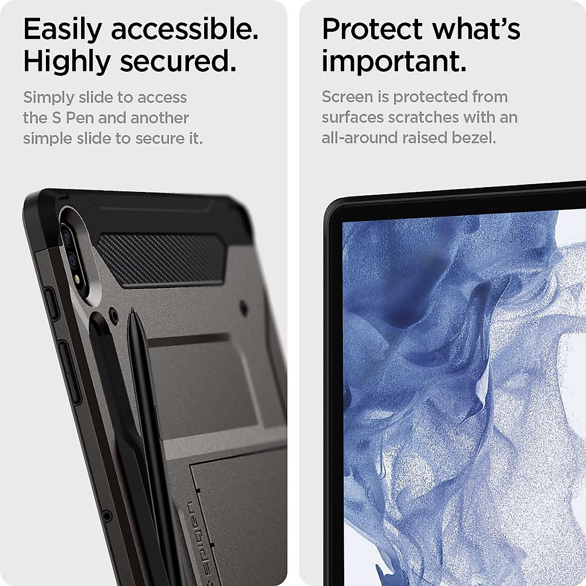 Spigen Tough Armor Pro Designed for Galaxy Tab S8 Plus Case (2022) / Galaxy Tab S7 Plus Case (2020) with S Pen Holder - Gunmetal
