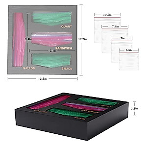 Mohoeey Ziplock Bag Storage Organizer for Kitchen Drawer, Suitable for Gallon, Quart, Sandwich and Snack Variety Size Bag-Black