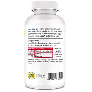 Omega-Caps High Potency Snip Tips for Medium to Large Breeds-Vet Formulated for Healthy Radiant Skin & Coat. Contains Omega 3 for Joint & Immune System Support, Easy to Dose Soft Gel Capsules 250 CT.