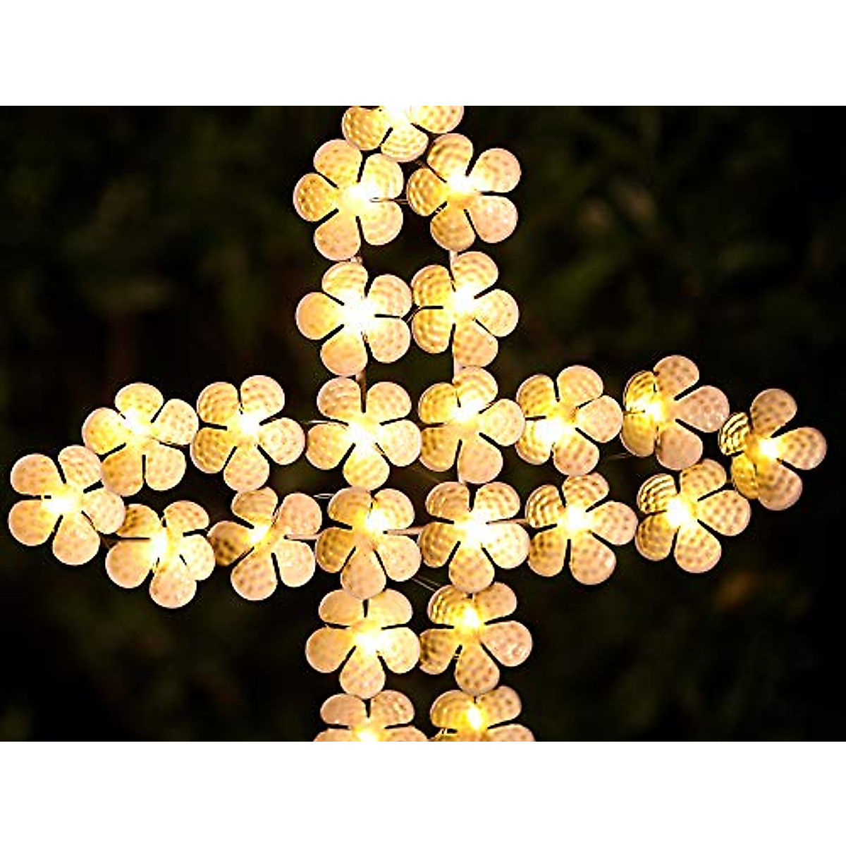 WSgift White Cross Garden Stake Solar Lights Metal Hydrangea Cross Stake Memorial Gift w/ 28 Solar LEDs Solar Cross Lights Perfect as Cross Remembrance Gifts & Sympathy Gifts (10" W x 40" H)