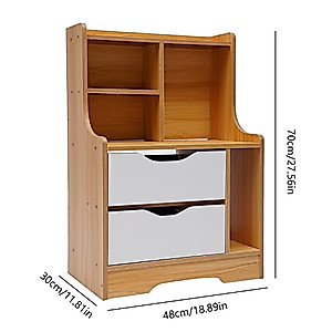 Nightstand Modern Side Table 2 Drawers Wood End Table with Storage Shelf for Bedroom,Living Room,Office,Hotel