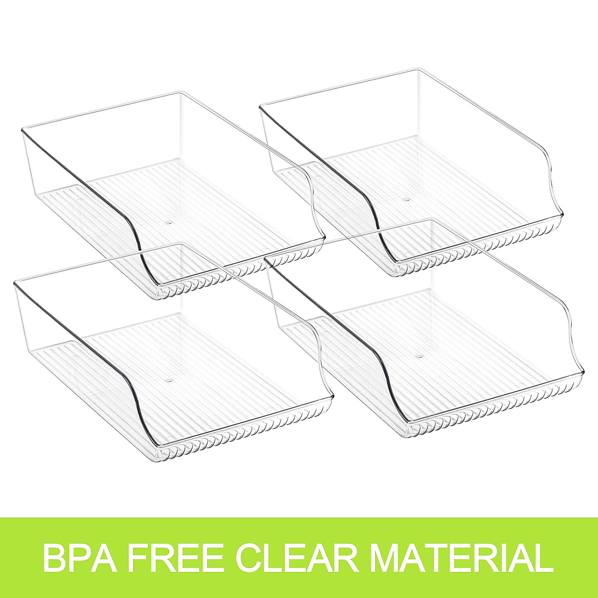 4 Pack Wide Water Bottle Storage Organizer, Soda Can Holder and Dispenser for Cabinets, Pantry, Refrigerator and Freezer