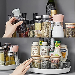 Lazy Susan Turntable Spice Rack Spinning Cabinet Organizer Rotating Condiment Tray Spinner for Pantry Kitchen Vanity Bathroom Jewelry Container Makeup Holder Cosmetic Storage (11 Inch)
