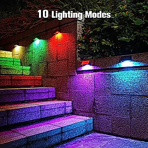 VOLISUN Solar Fence Lights 12 Pack, Warm White & RGB, LED Fence Lights Solar Powered, Fence Solar Light Outdoor Waterproof IP65, Solar Deck Light Decor for Backyard Fence Post Patio Wall Garden