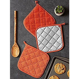 DII Basic Terry Collection Quilted 100% Cotton, Potholder, Spice, 3 Piece
