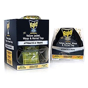 Raid Yellow Jacket and Wasp Trap (3-Pack), Outdoor Wasp Trap, Disposable Wasp and Yellow Jacket Trap Bag with Food-Based Attractant