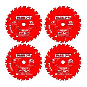 Freud D0624X Diablo 6-1/2-Inch 24-Tooth ATB Framing Saw Blade 5/8-Inch Arbor (4 Pack)