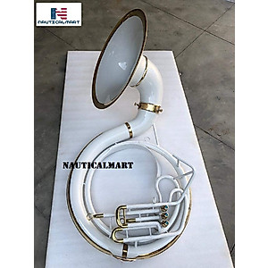 Brass Sousaphone Bb Big Bell Tubas White Brass Made King Size Tuba Mouth Piece with Carry Bag 25" Handmade Musical Instrument Gift