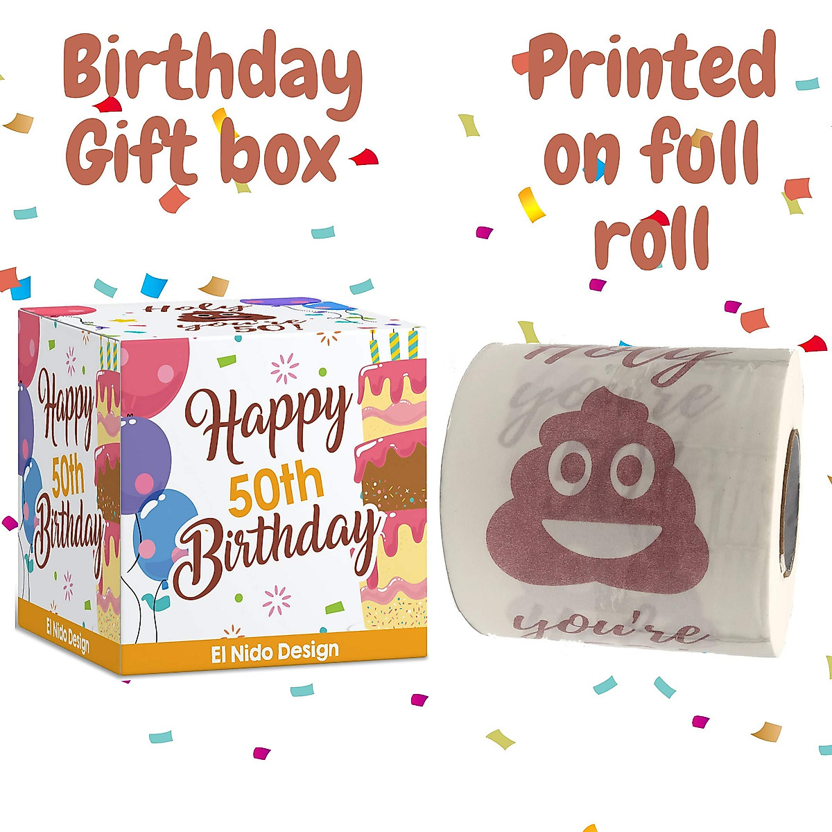 50th Birthday Toilet Paper - Happy birthday toilet paper prank– Funny 50th birthday gifts for men and women– best friend birthday gifts– Novelty Toilet paper roll gag gifts – 3 Ply (50th Birthday)