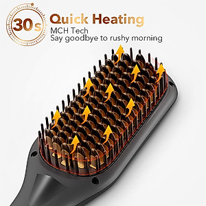 Hair Straightener Brush, Ionic Hair Straightener Comb for Home Salon, Hot Brush with 15 Temp for Universal Use, Auto-Off Safety with Anti-Scald