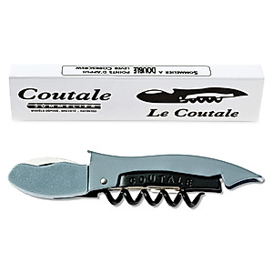 Le Coutale Waiters Corkscrew by Coutale Sommelier - Grey - Two-Step Lever Action for Smooth Cork Pull - Wine Bottle Opener for Bartenders and Gifts - Sharp Micro-Serrated Knife