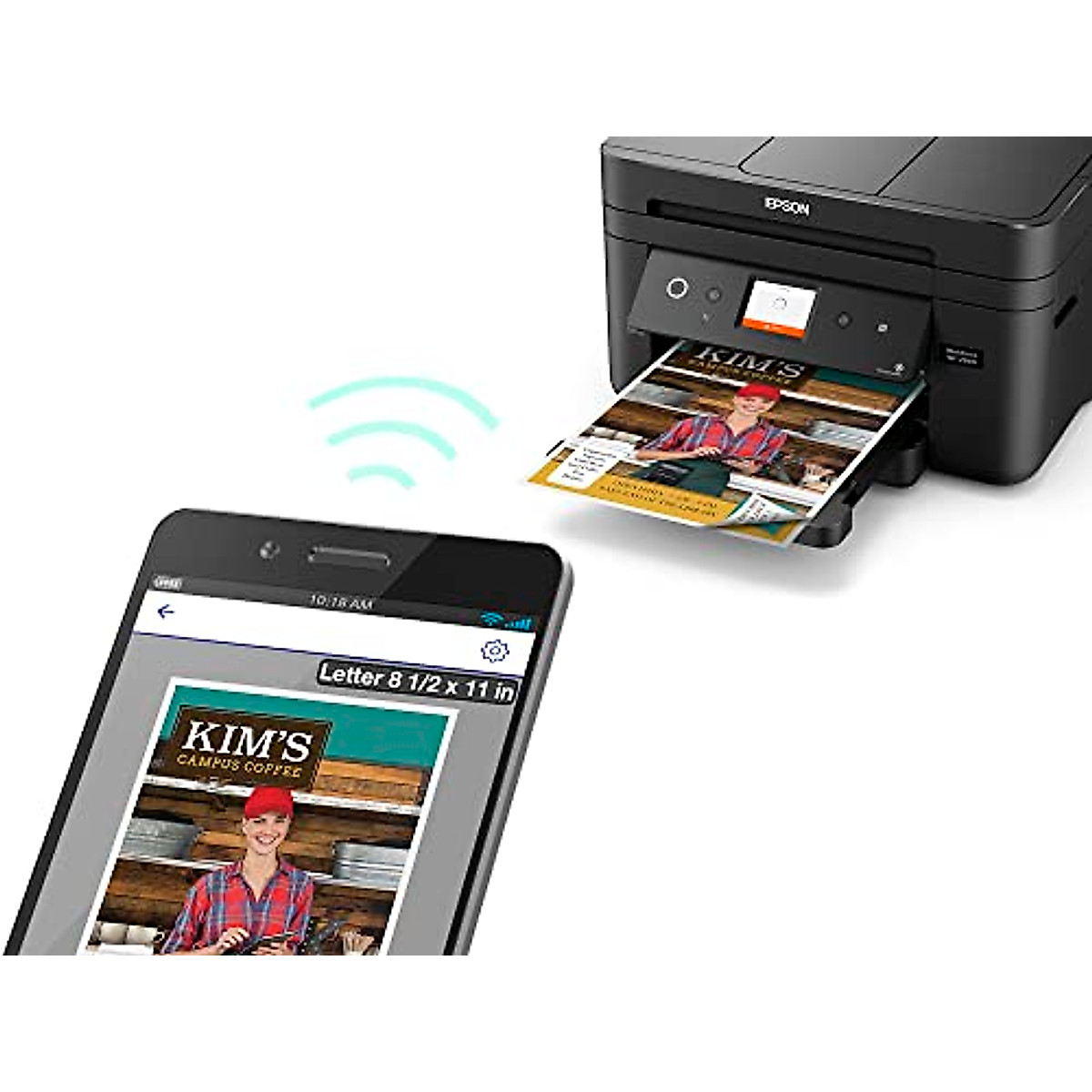 Epson Workforce WF-2860 All-in-One Wireless Color Inkjet Printer - Print Scan Copy Fax - Ethernet, NFC, 2.4" Touchscreen, 14 ppm, 4800 x 1200 dpi, Auto 2-Sided Printing, 30-Sheet ADF, Voice Activated