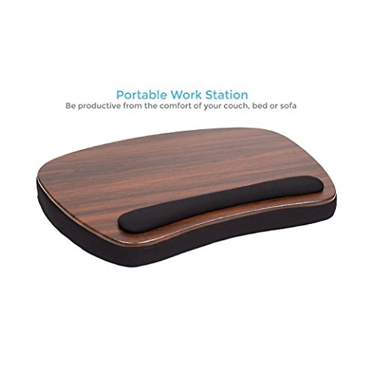 Sofia + Sam Oversized Lap Desk with Memory Foam Cushion | Wrist Rest Cushion | Fits Laptops Up to 17" | Brown and Black | Computer Lap Tray | Portable Home Office Workstation
