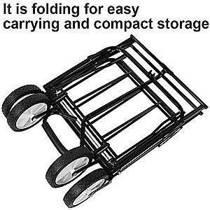 KOHARA Folding Wagon Cart Collapsible Outdoor Utility Wagon Heavy Duty Beach Wagon with 4 Wheels and Steel Brakes,Trolley,Foldable Pull Wagon Hand Transport Cart Collapsible