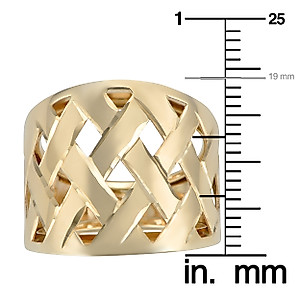 Kooljewelry 14k Yellow Gold High Polish Lattice Ring (19 mm wide, size 10)