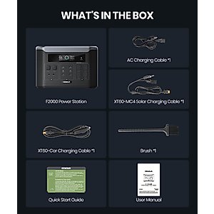 EENOUR Portable Power Station F2000, 2048Wh LiFePO4 Battery Backup, 48 Mins Fast Charging, Expandable to 16KWh, 4X2200W AC Outlets(4000W Peak), 30A RV Output, Solar Generator for Camping RV Home Use