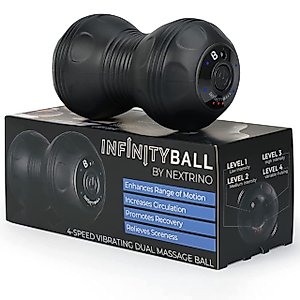 Nextrino Peanut Massage Ball, 4-Speed Vibrating Foam Roller Massager, Deep Tissue Muscle Pain Relief for Lower Back Shoulder Calf Arm, Myofascial Release Therapy for Anywhere Workout Recovery