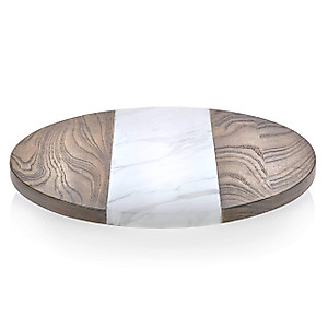 Prologue Handmade Tabletop, Wood and Marble Lazy Susan Centerpiece (15-inch)