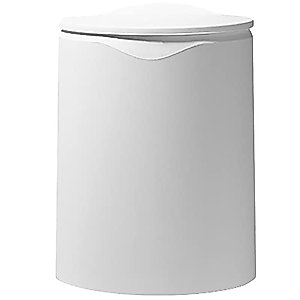 Modern Trash Can with Lid - Double Barrel Garbage Can - One Press Cover Motion Trash Can - Waterproof Waste Basket with Plastic Bin Garbage Bag Liner - White Trash Can, 12L/3.2Gal Capacity