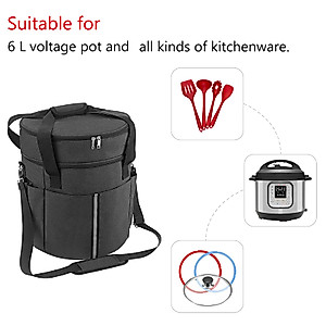 Kingshion 6-Quart Electric Pressure Cooker and Slow Cooker Carry Bag, Dark Grey, Travel, Nylon, Unisex, 1.5L, 13.25 x 15.75 x 15.75 inches