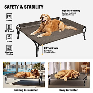 Veehoo Cooling Elevated Dog Bed, Guardrail, Chewproof Frame with Washable & Breathable Teslin Mesh, Non-Slip Dog Sofa Bed Cot for Indoor & Outdoor, X Large, Brown