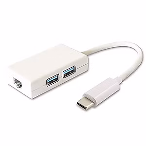 PremiumCord USB-C Hub to 2X USB 3.0 + Gigabit Ethernet RJ45, Gigabit Network, SuperSpeed USB 3.1 Type C Plug, Length 25 cm