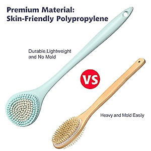 BEDELITE Back Bath Brush Long Handle for Shower - Soft Shower Brush for Men & Women,Back Brush Scrubber(16.4" Long), Skin Exfoliator for Bath Scrubber Body Brush(Blue)