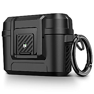 Youtec for for Airpods Pro Case Cover for Men with Lock, Military Armor Series Full-Body AirPod Pro Case with Keychain Cool Air Pod Pro Shockproof Protective Case for for Airpods Pro 2019,Black