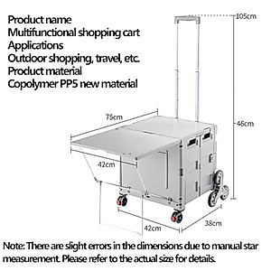 RINGGLO Collapsible Foldable Wagon Cart Outdoor Utility Wagon with Wheels, with Adjustable Push Pulling Handles,Big Wheels for Shopping, Picnic, Camping,Beige