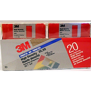 3M 20 Pack High Density Empty Floppy Discs - Red, 3.5-inch, 1440 KB, 115 KB/s Write Speed, 19.2 min Recording Capacity