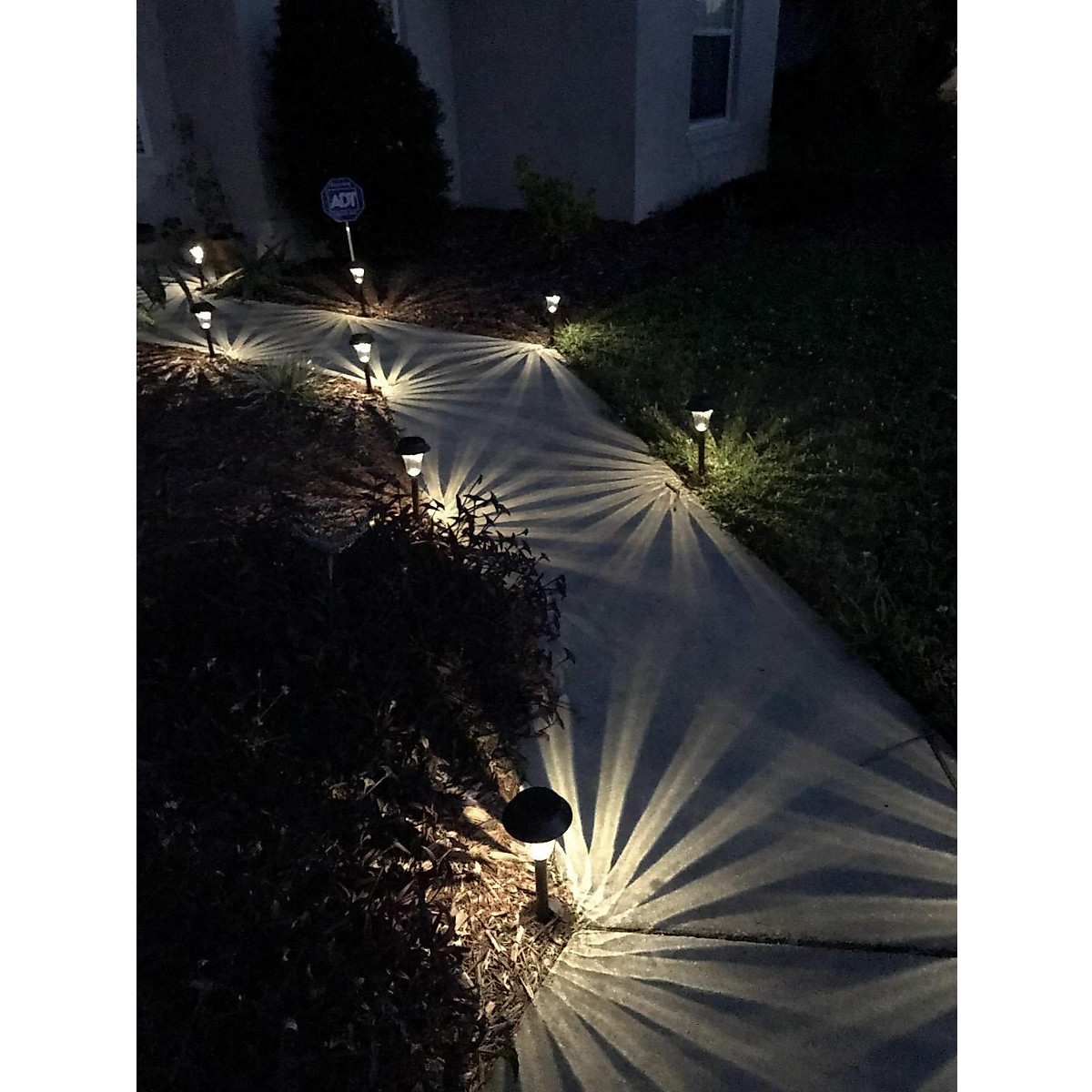 Enchanted Spaces Gray Solar Path Light, Set of 6, with Glass Lens, Metal Ground Stake, and Extra-Bright LED for Garden, Lawn, Patio, Yard, Walkway, Driveway