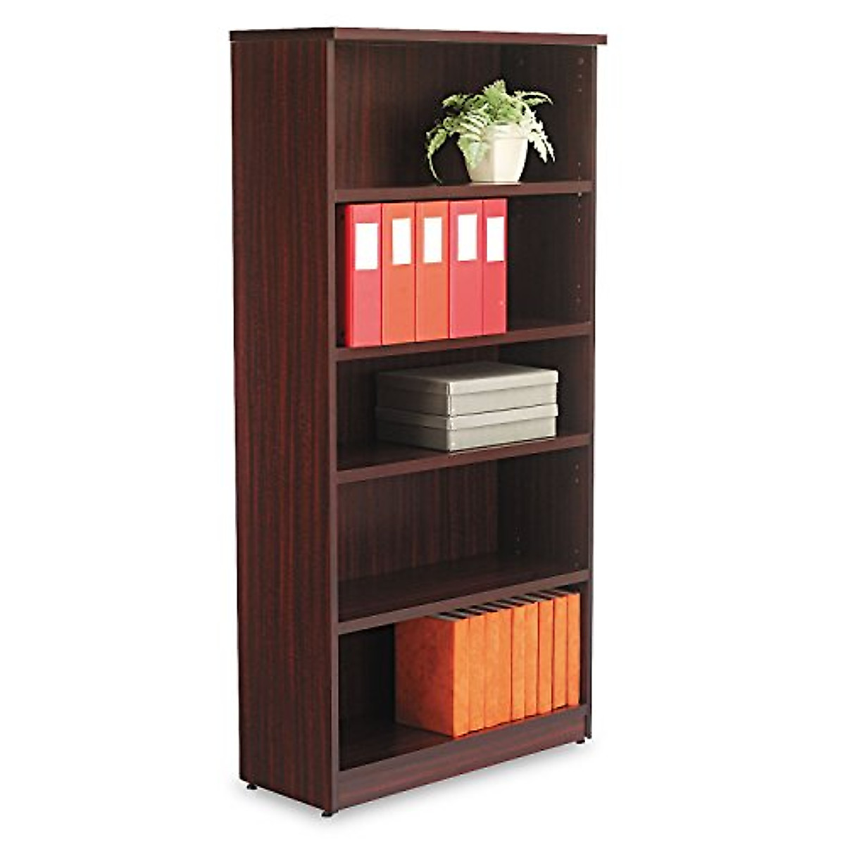Alera VA636632MY Valencia Bookcase, 5-Shelf, 31-3/4w x 14d x 65h, Mahogany