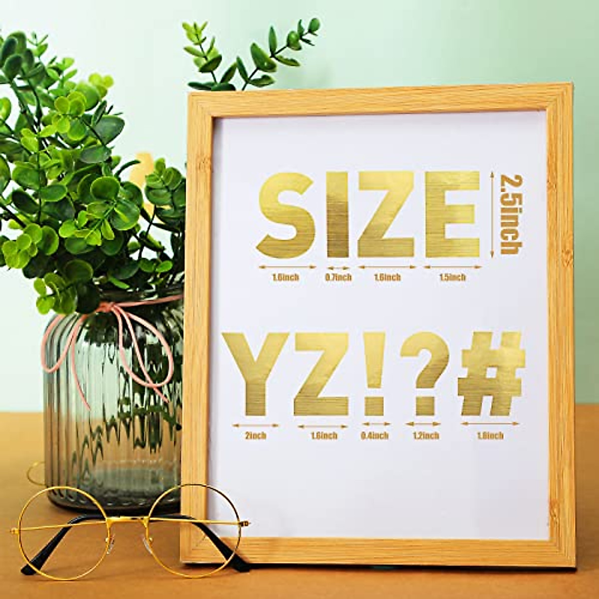 232 Pieces 24 Sheets Large Letter Stickers Big Font Alphabet Letter Number Stickers 2.5 Inch Self Adhesive Letters Number Kit Mailbox Stickers for Mailbox Presentation (Gold, Letter)
