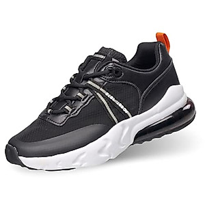 French Connection Women's Premium Breathable Athletic Shoes Walking Running Workout Tennis Comfortable Non Slip Fashion Sneakers for Women with Air Cushion in Black Size 8.5
