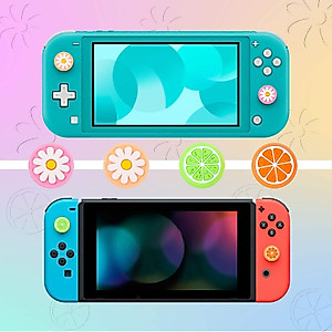 16 Pcs Cute Thumb Grip Caps Compatible with Nintendo Switch/Switch OLED/Switch Lite Console, Soft Silicone Analog Stick Button Cover for Joy-Con Controller, Joystick