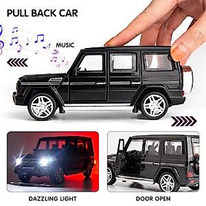 BDTCTK Compatible for 1:32 G65 Model Pull Back Car with Sound and Light for Kids Boy Girl, Metal Body, Door Opened, Black