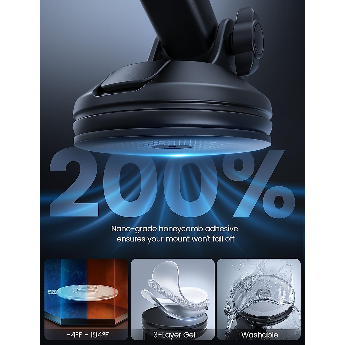 Lamicall Car Phone Holder - [Strongest Military-Grade Suction Cup] Phone Holders for Your Car Quick Release Adjustable Car Phone Mount Holder Dashboard for iPhone Samsung Smartphone Truck