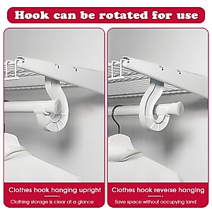 NamcheBarwa 4Pcs Hanging Closet Rod Support with 2 Pcs Metal White Closet Hanging Rod, J-Shaped 3/4 Closet Rod Bracket for Wire Closet Shelving Hanging Clothes