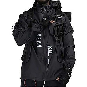 Aelfric Eden Streetwear Windbreaker Jackets Streetwear Multi Pockets Patchwork Hip Hop Cyberpunk Techwear Harajuku Coat