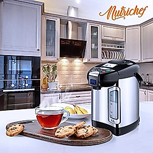 NutriChef Digital Water Boiler and Warmer - 4L/4.23 Qt Stainless Electric Hot Water Dispenser w/ LCD Display, Rotating Base, Keep Warm, Auto Shut Off, Safety Lock, Instant Heating for Coffee & Tea