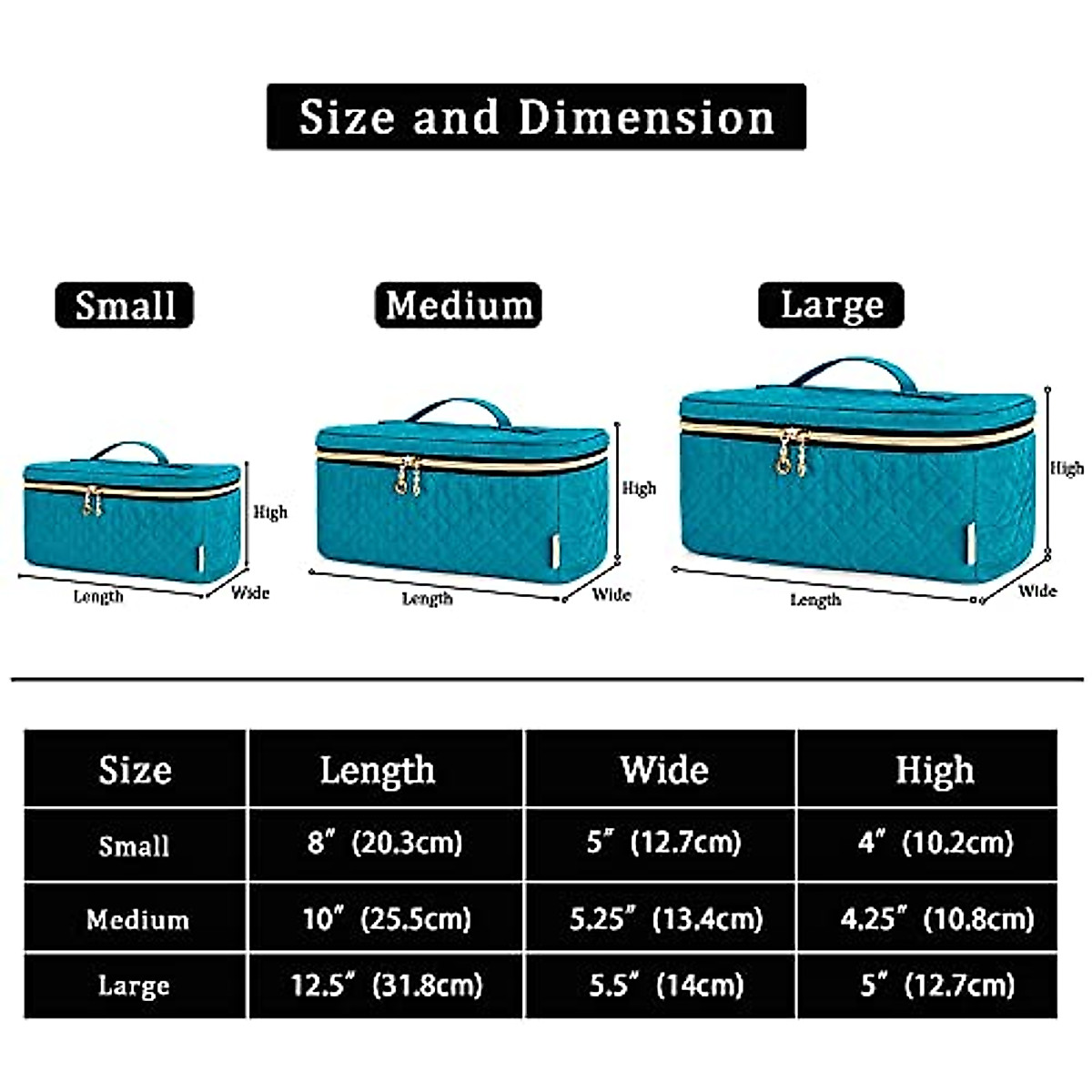 Teamoy Travel Makeup Brush Case, Makeup Train Organizer Bag with Handle for Makeup Brushes(up to 9-inch) and Essentials, Medium, Teal(BAG ONLY)