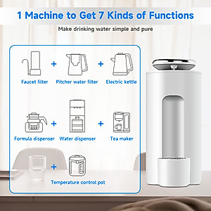 PUREPLUS Countertop Reverse Osmosis Water Filtration System, Instant Hot Water Filter Dispenser, Adjustable Temperatures, 5:1 Low Drain Ratio, High Temp Safety Lock