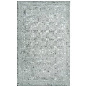 Rizzy Home | FA135B | Fifth Avenue Collection | Wool Area Rug | 8' x 10' | Grey/Gray/Rust/Blue Squares