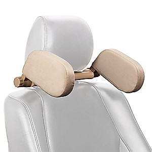 Car Headrest Pillow, Toolwiz Children Pillow for Head Neck Support for Car Seat, Soft Velvet Road Pal Headrest Kids Pillows For Sleeping, Ergonomic 360° Adjustable Travel Pillow for Child Adult, Beige