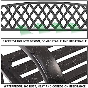 Best Home Product Anti-Rust Metal Bench Garden Bench with Back Porch Benches for Outdoor 400 lbs Cast Iron Steel Frame Chair Waterproof,Black, 50 inches x23.6 inches x33.4 inches (LxWxH)