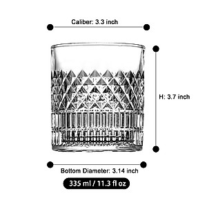 Crystal Whiskey Glass, 11.3 oz Old Fashioned Whiskey Glass, Rotating Rock Glass Drinking Bourbon/Scotch Whisky/Cocktails/Cognac/Rum/Vodka, Perfect Gifts for Dad/Husband/Father/ Men Brother (Cup No.2)