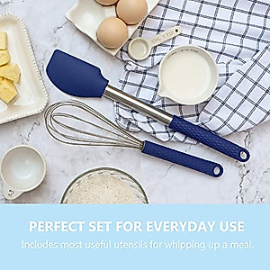 Kaiihome Silicone Kitchen Utensils Set - 12 Pieces Cooking Utensils Non-Stick Heat Resistance Silicon with Stainless Steel Handle - Blue