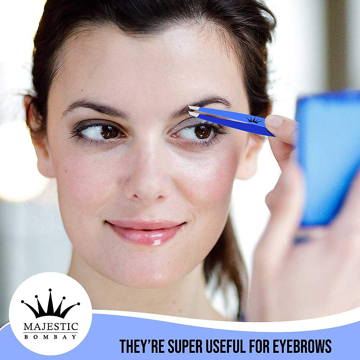 Majestic Bombay Slant Tweezers for Women and Men – Splinter Ticks, Facial, Eyebrows and Ingrown Hair Removal–Sharp, Needle Nose, Surgical Tweezers Precision best tweezers for chin hair and Plucking