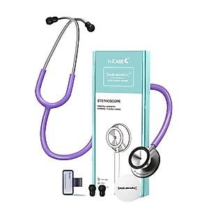 FriCARE Purple Stethoscopes for Nurses, Classic Dual Head Stethoscope Kit Medical Supplies, RN, LPN, LVN, Nursing School Students, Home Health Use