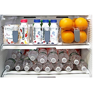 SERENITA Clear food storage bins with handle, refrigerator organizer containers, canister sets for kitchen counter, 12.0x6.9x4.3